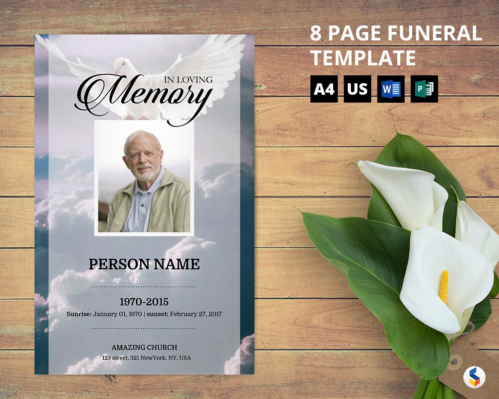 Templates Booklet Memorial Folder Delightful Doves 2 Sizes Included ...