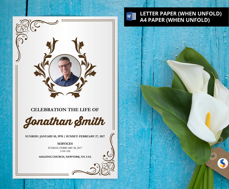 Printable White Funeral Program Template, Microsoft Word (letter/a4) - Etsy