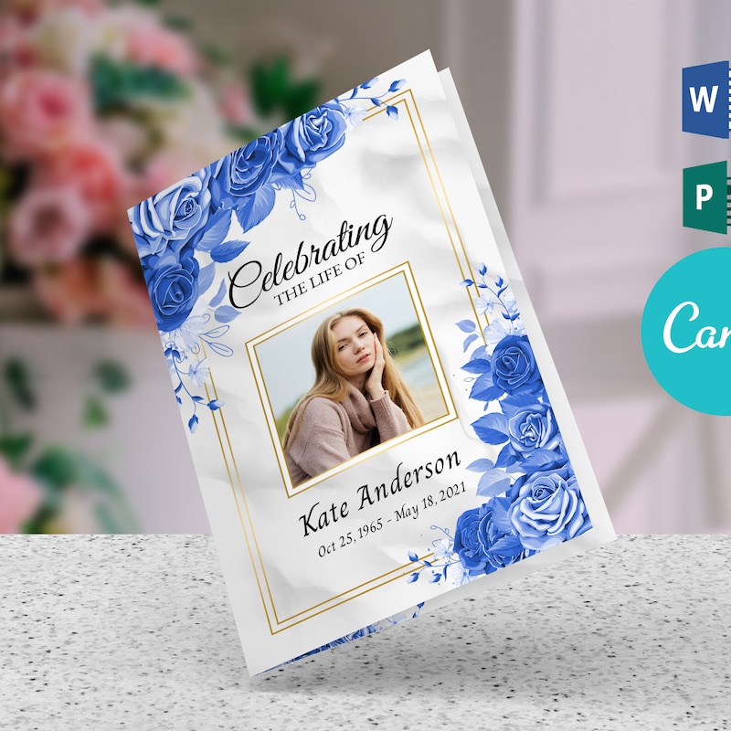 Blue Funeral Template - Etsy