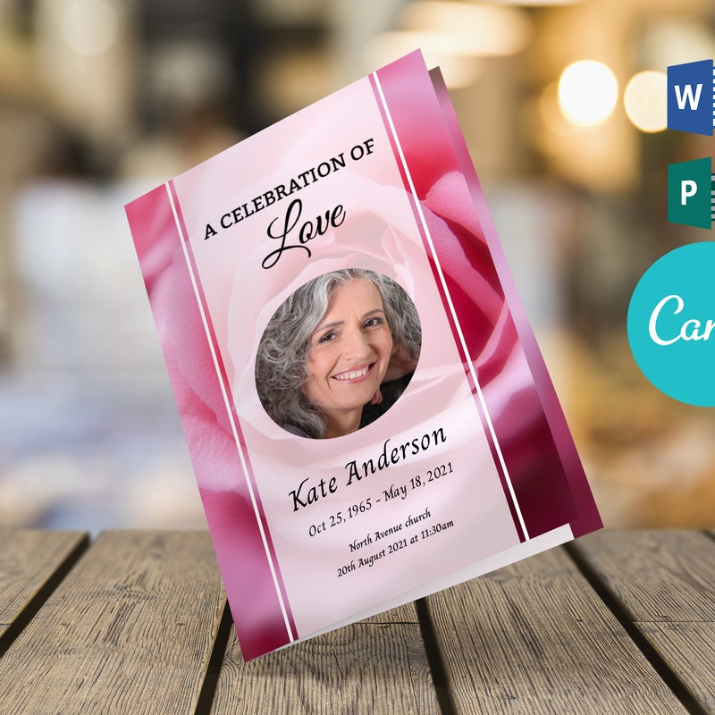 Pink Funeral Program - Etsy