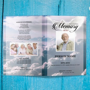 ANGEL DOVE | Funeral Program Template | Printable Funeral Program ...