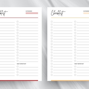 Printable Checklist A4 & Letter Sizes in 8 Colors - Etsy