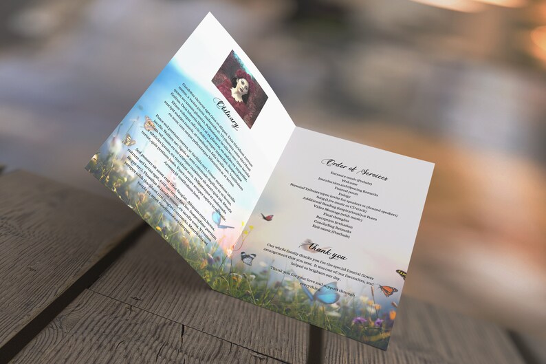 Editable Funeral Program Butterfly Colorful Butterfly Funeral - Etsy Canada