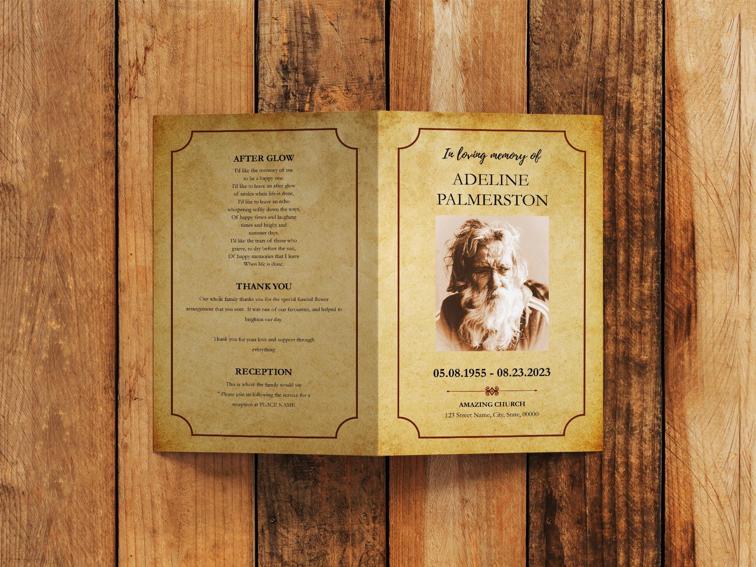 Editable Vintage Funeral Program Template for Men Editable in Word ...