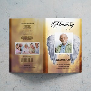Angelic Wing Funeral Program Template - Etsy