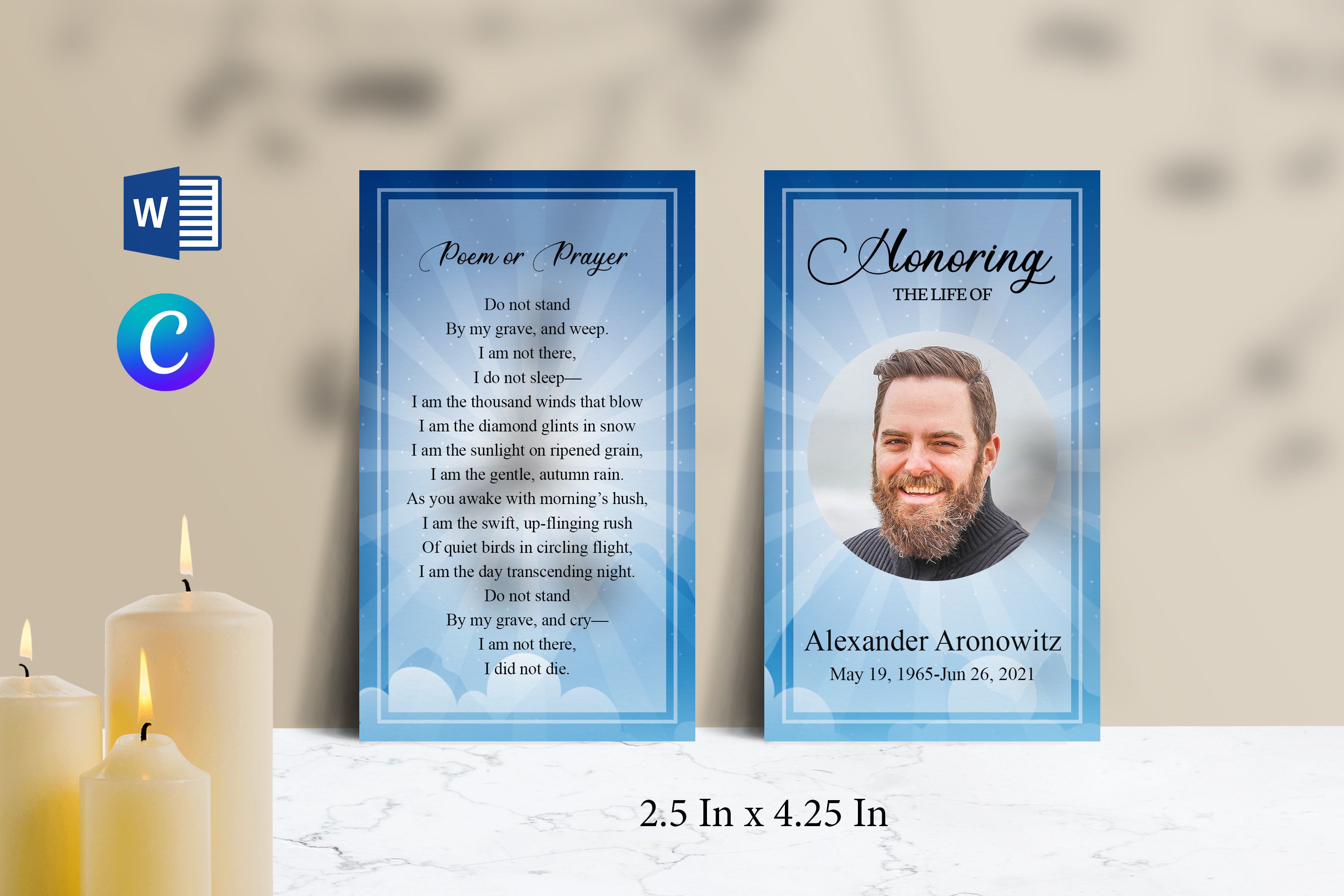 Heavenly Sky Prayer Card Template | Microsoft Word and Canva Template ...