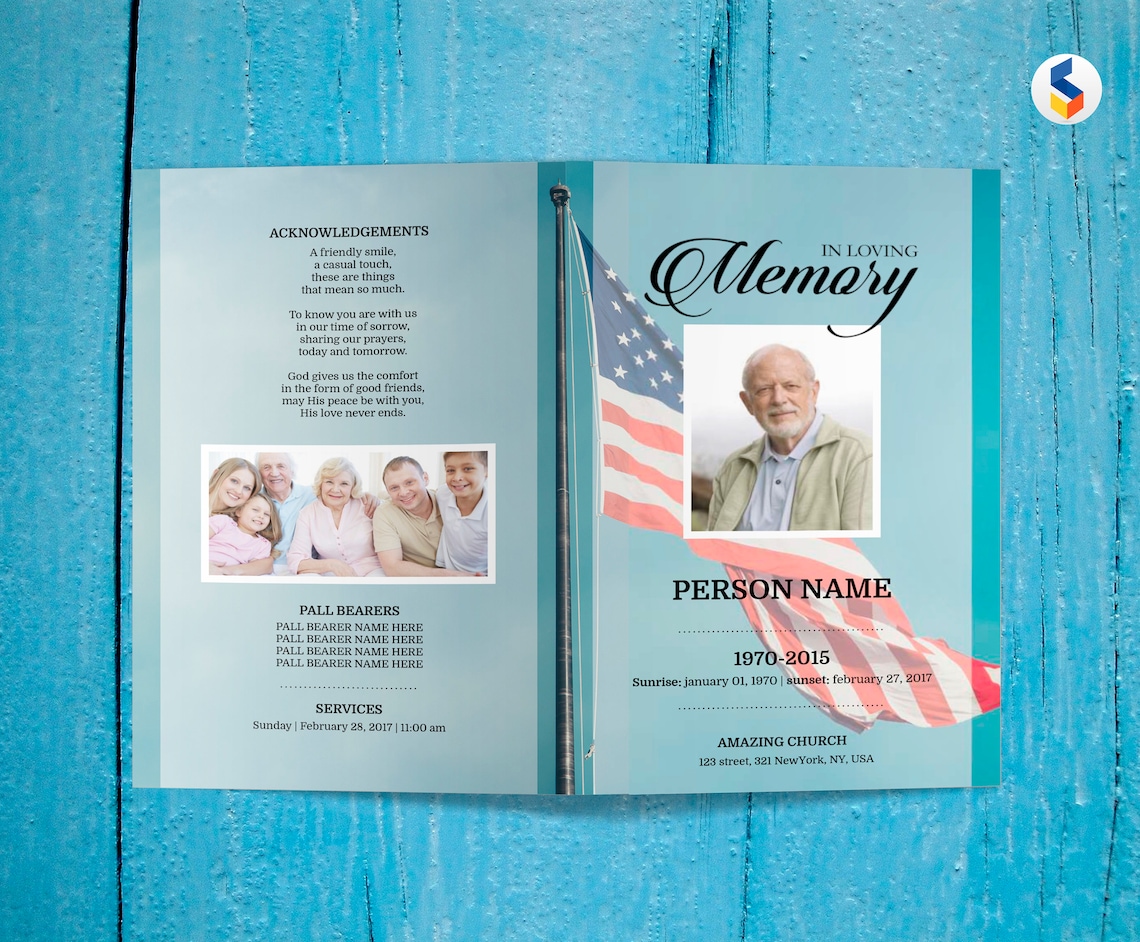 MILITARY ARMY| Funeral Program Template, Obituary Program, Memorial ...