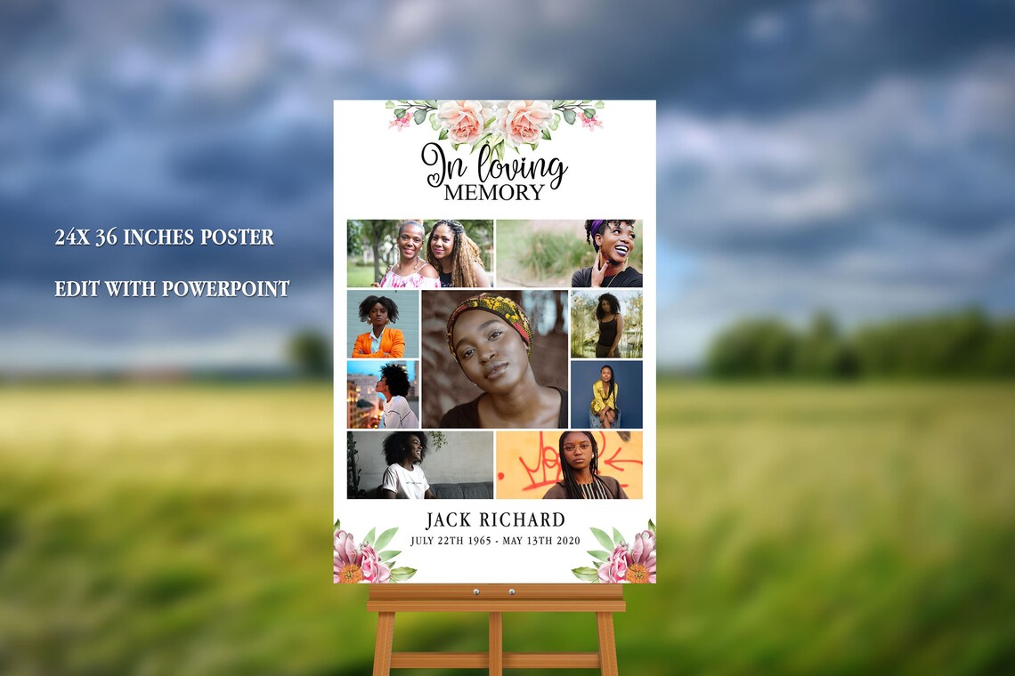 Funeral Photo Display Poster for Men or Women, in Loving Memory or ...