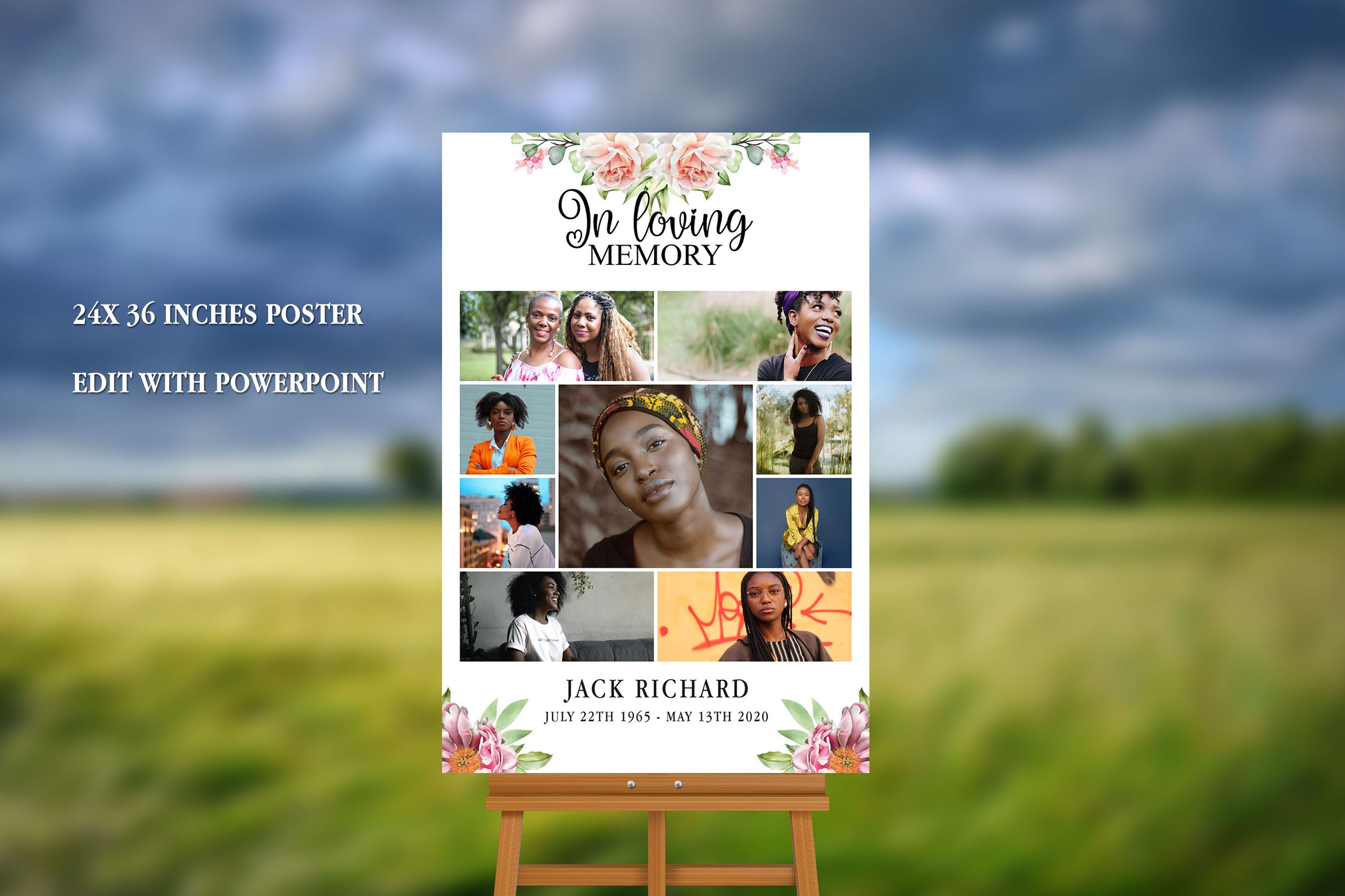 Funeral Photo Display Poster for Men or Women, in Loving Memory or ...