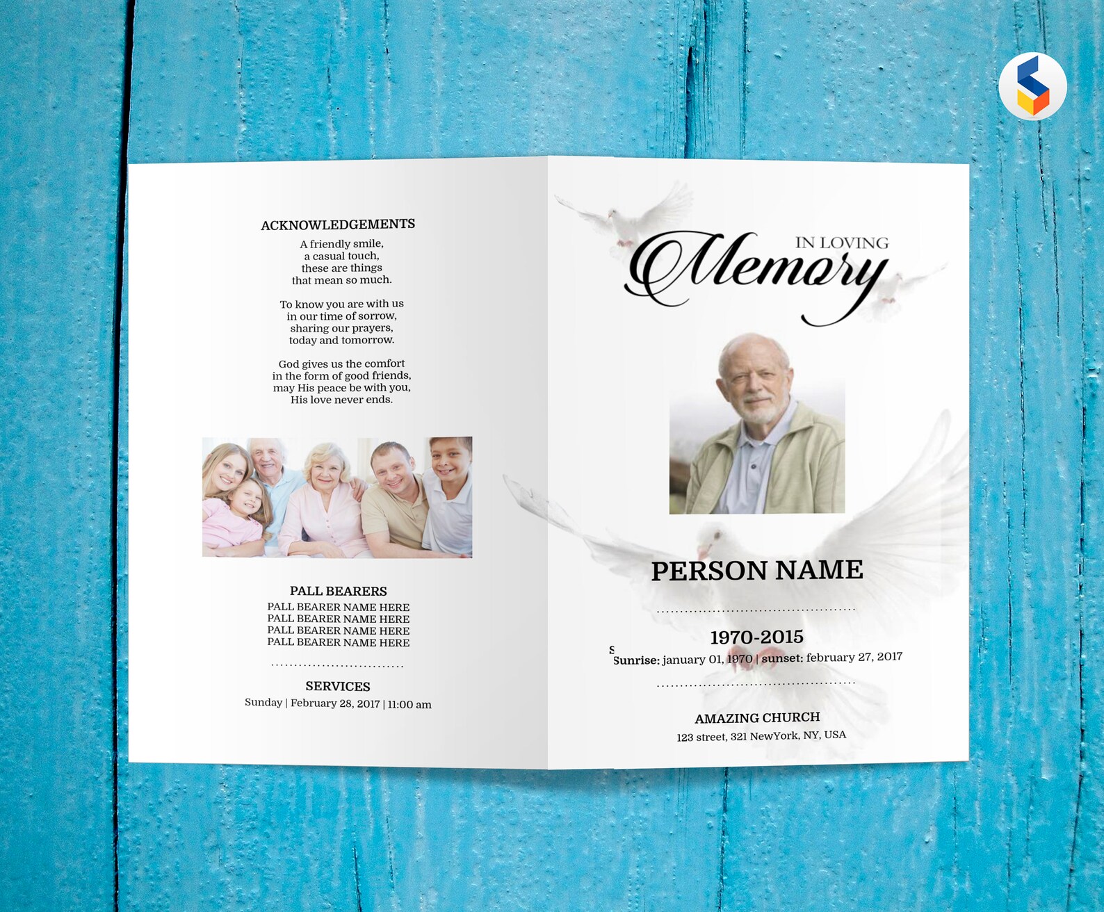 HEAVENLY WHITE DOVE | Funeral Program Template, Obituary Program ...