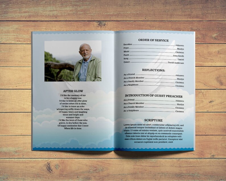 ANGEL WING 8 Page Funeral Program Booklet Template, Obituary Program ...