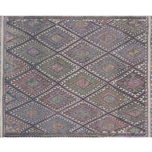 Vintage Hand Embroidered Diamond Pattern Wall Hanging Kilim Rug, Family ...