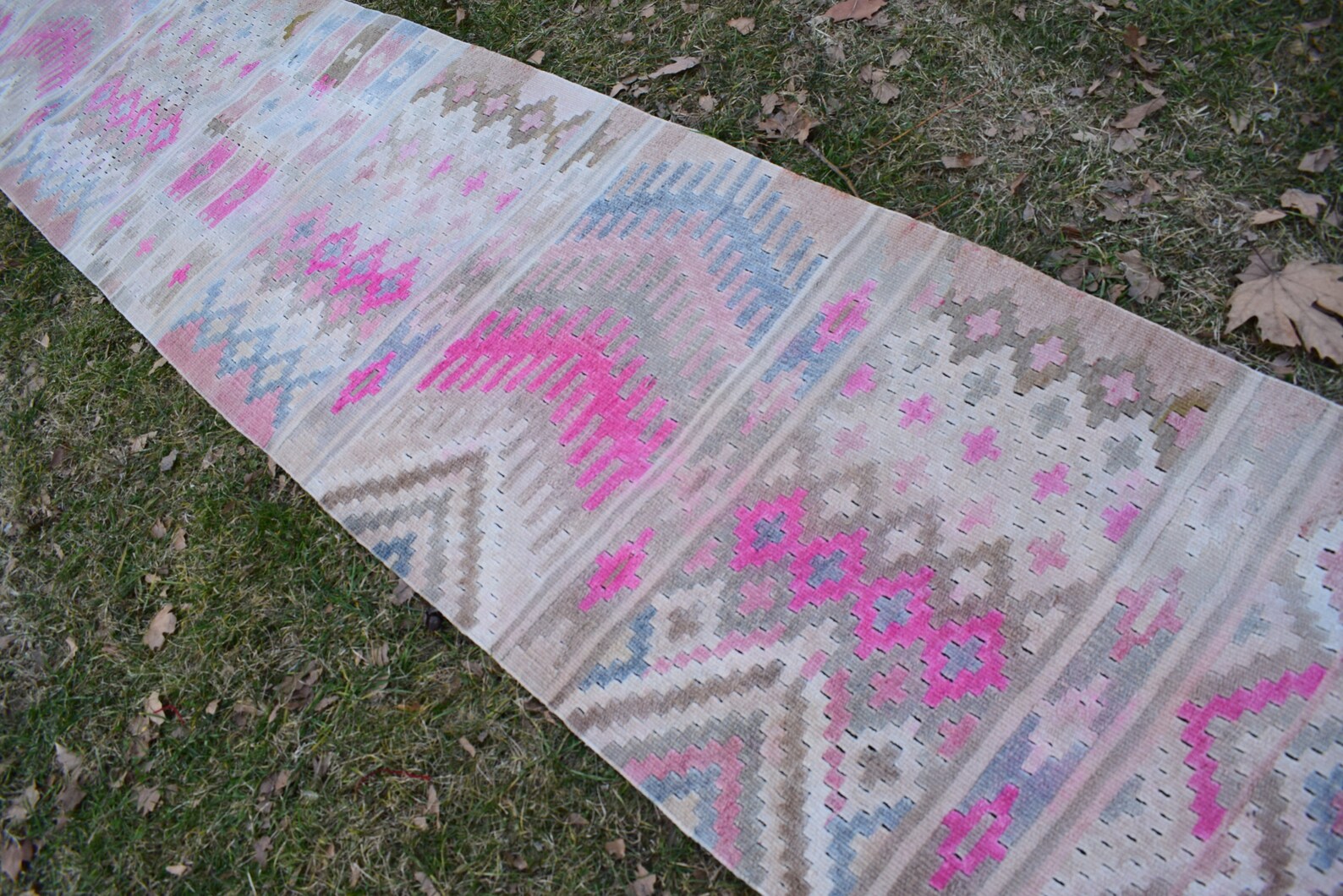 Vintage Handwoven Pink Color Kilim Runner 2'4'' X - Etsy