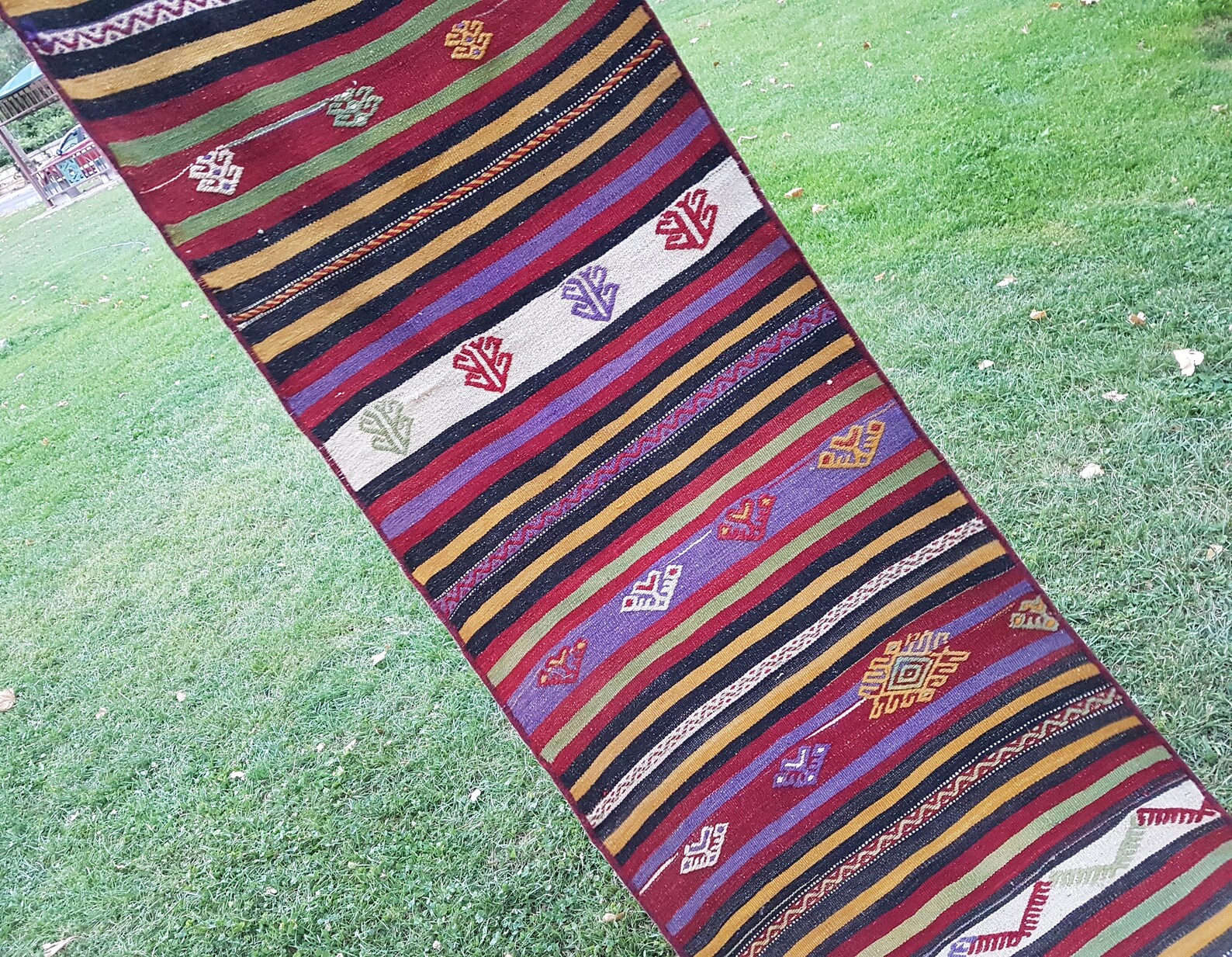 Stylish Stair Runner, Red Green & Yellow Colored Corridor Kilim ...