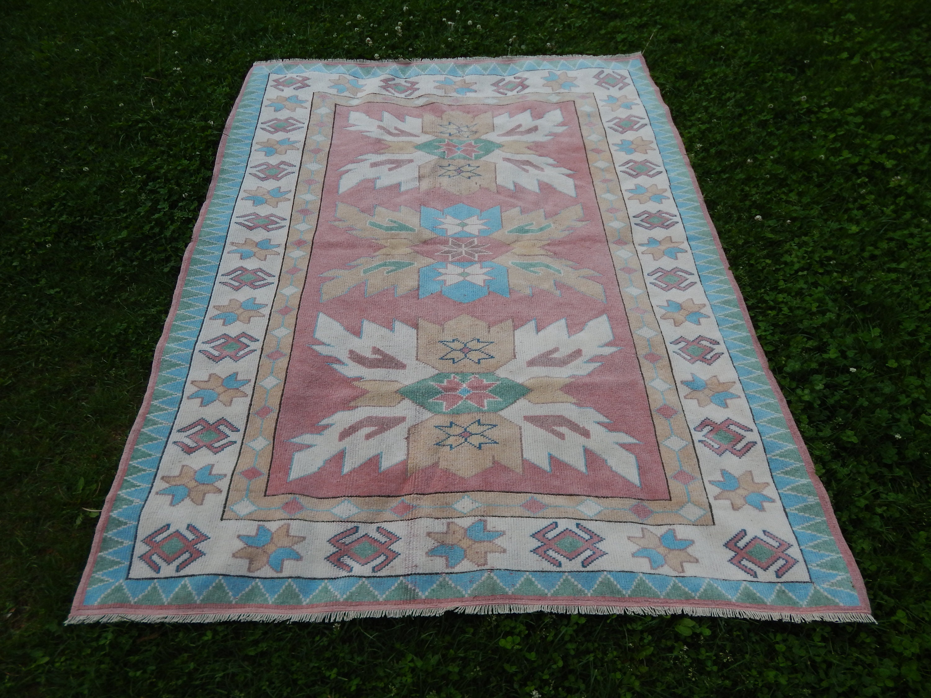 Decorative Turkish Rug, Soft Muted Color Oushak Rug, Living Room Rug ...