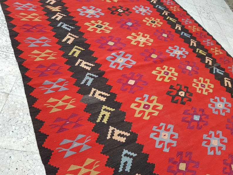 Vintage Turkish Boho Kilim Rugs Colorful Wool Large Floor - Etsy