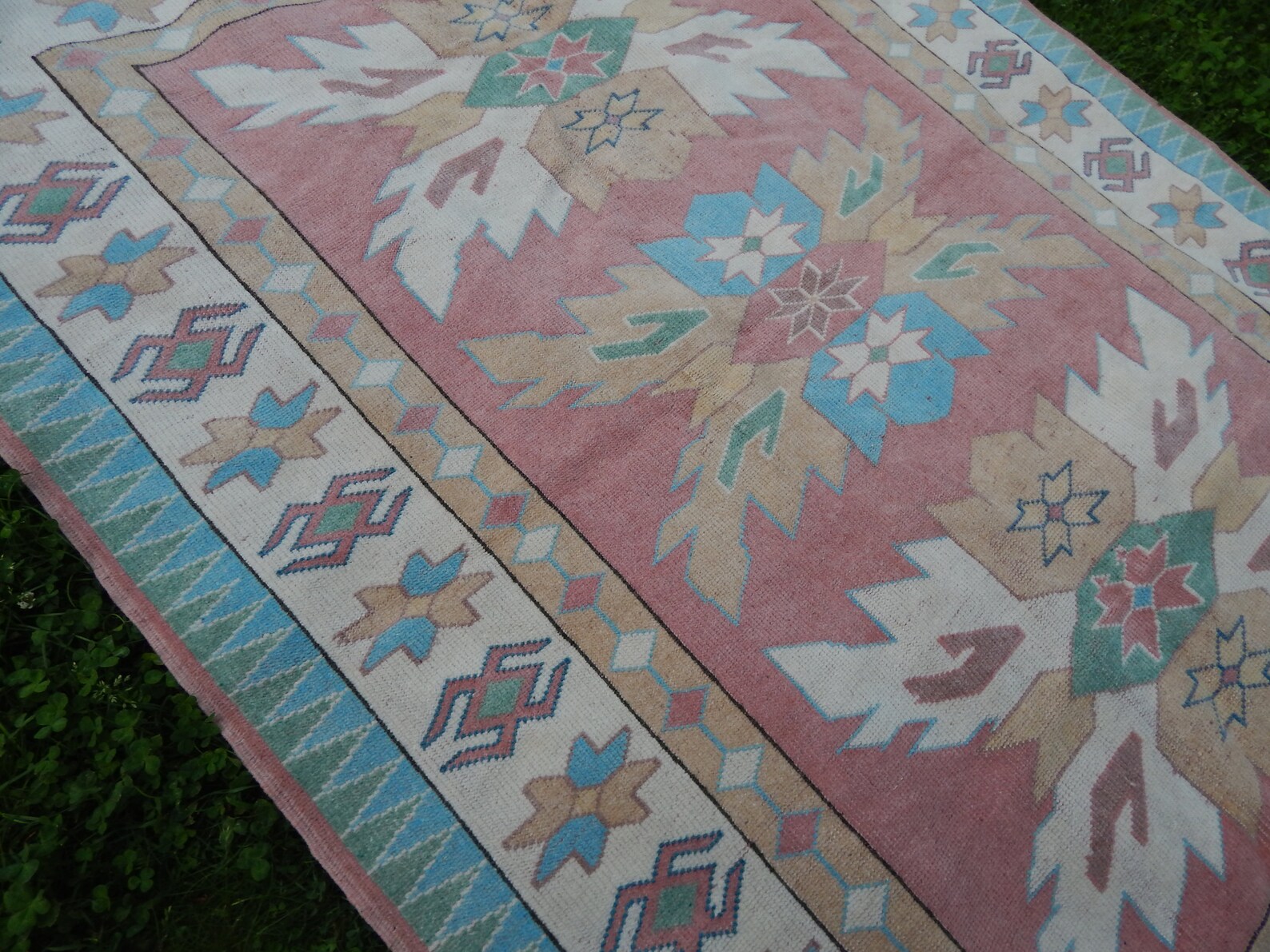 Decorative Turkish Rug, Soft Muted Color Oushak Rug, Living Room Rug ...