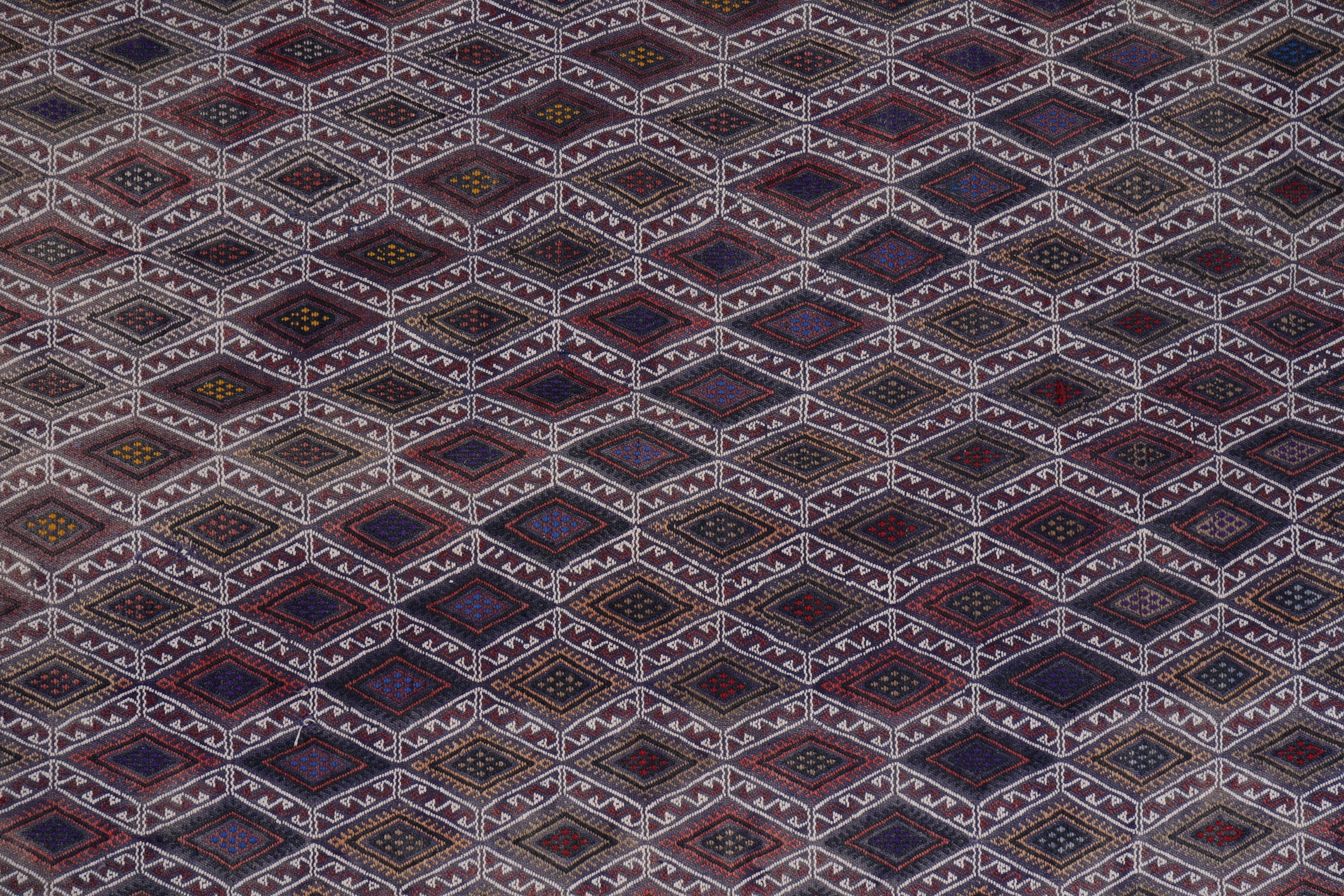 Vintage Hand Embroidered Diamond Pattern Soft Warm Colors Wall Hanging ...