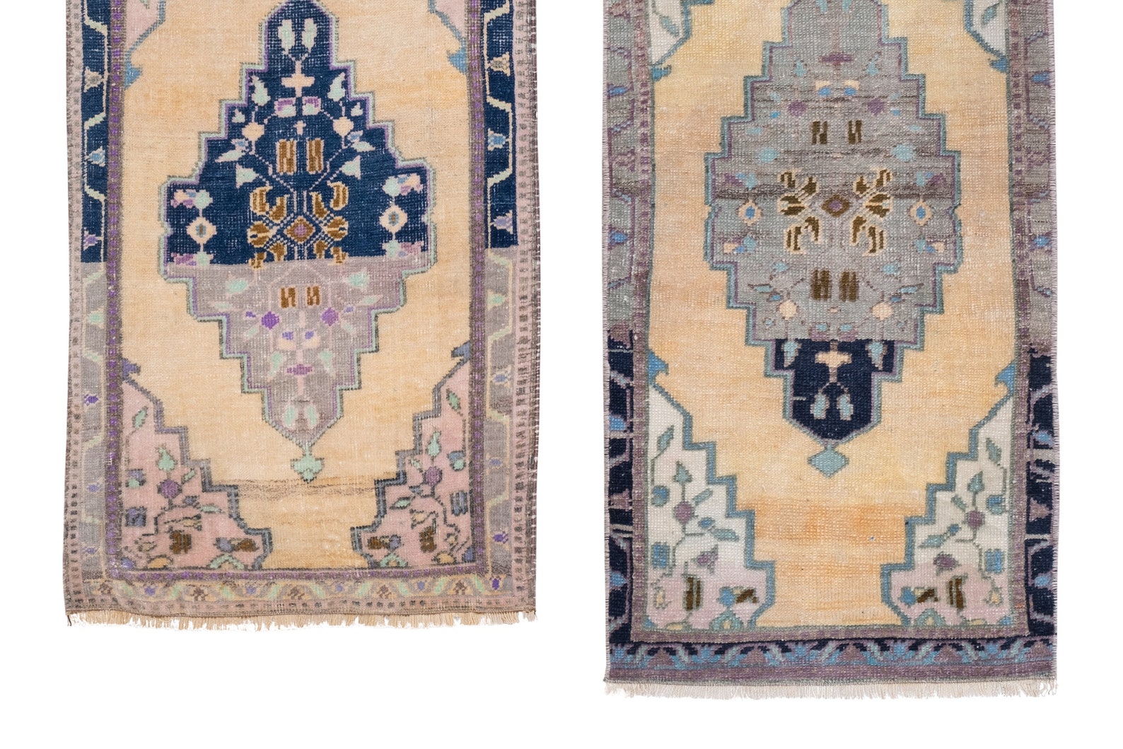 Soft Color Pair of Small Turkish Rugs Traditional Handwoven | Etsy