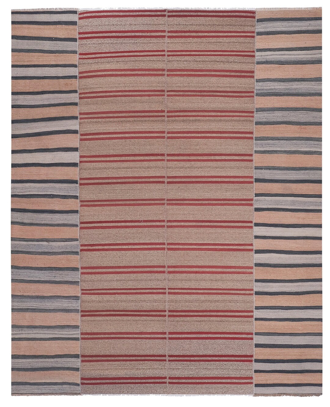 Handwoven Wool Large Undyed Kilim, Interior Design Rustic Stripe Rug ...
