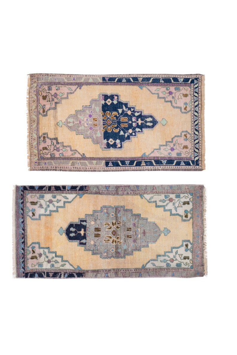 Soft Color Pair of Small Turkish Rugs, Traditional Handwoven Oushak ...