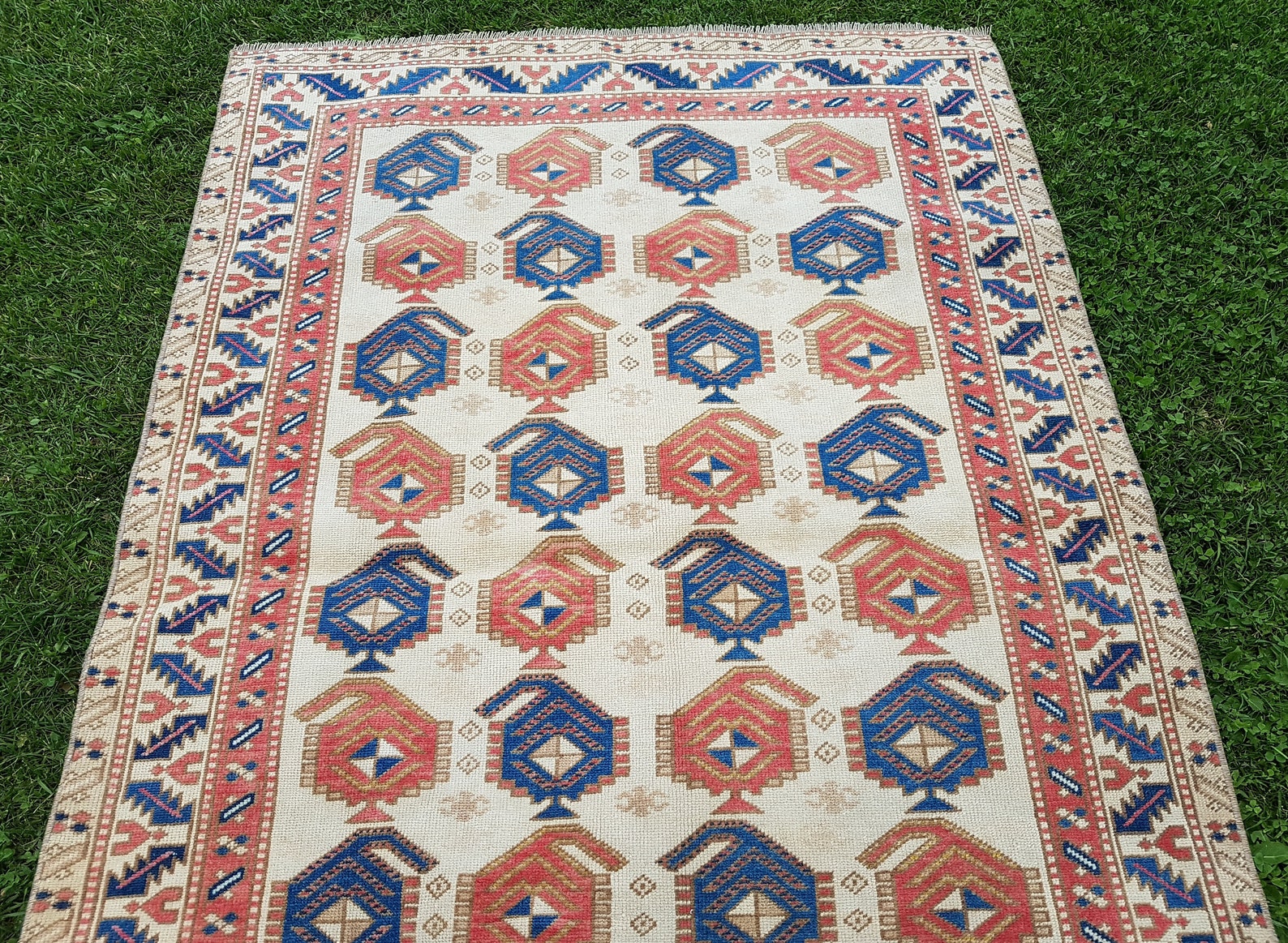 Blue Color Vintage Turkish Rug, Modern Home and Office Decor Wool ...
