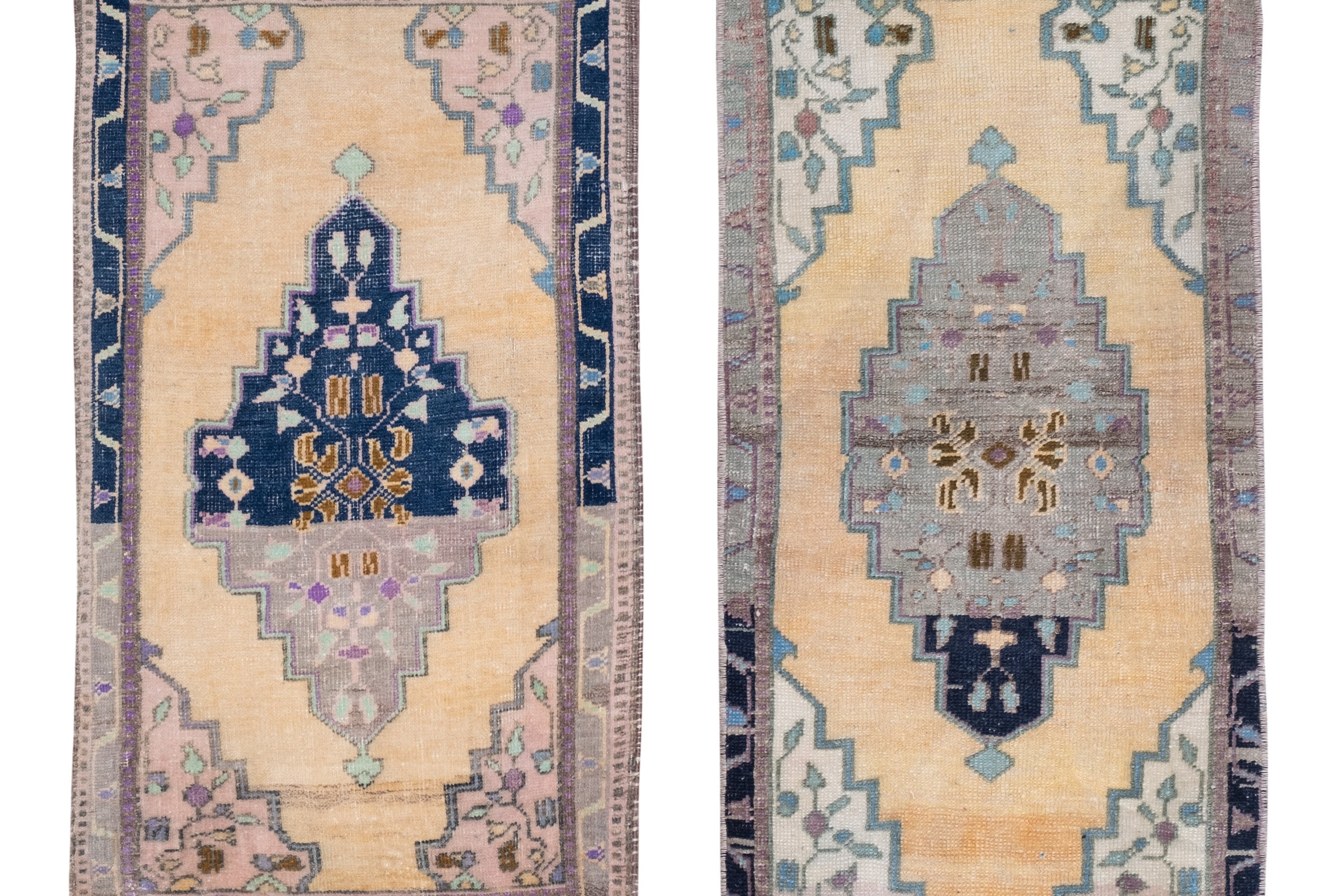 Soft Color Pair of Small Turkish Rugs, Traditional Handwoven Oushak ...