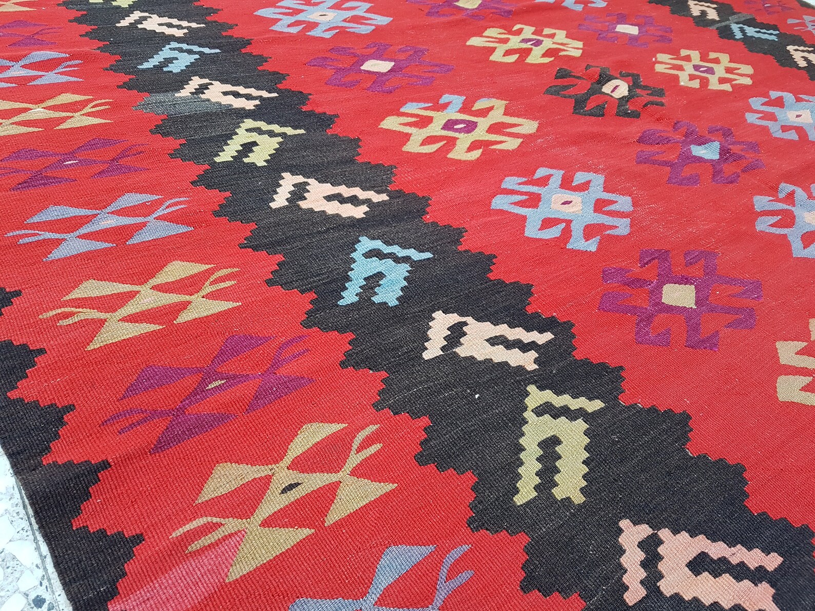 Vintage Turkish Boho Kilim Rugs Colorful Wool Large Floor - Etsy