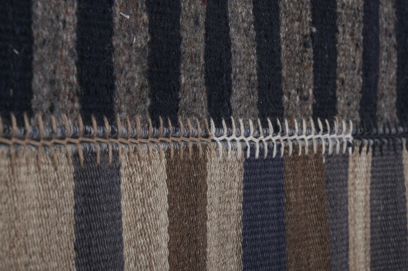 Vintage Gray, Blue, and Cocoa Color Turkish Kilim With Minimalist ...