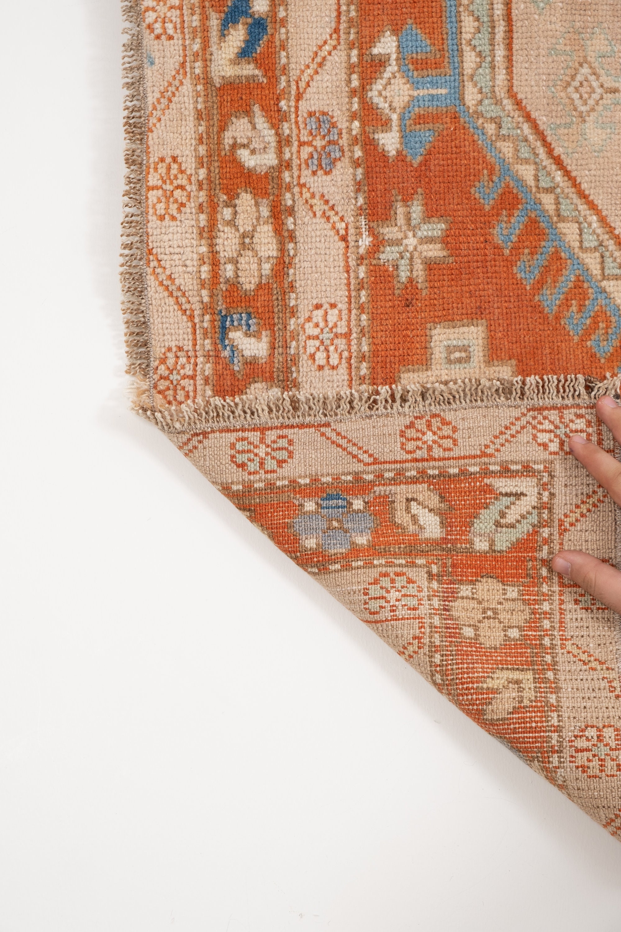 Caucasian Carpet, Decorative Soft Pink and Blue Colors Wool Rug ...