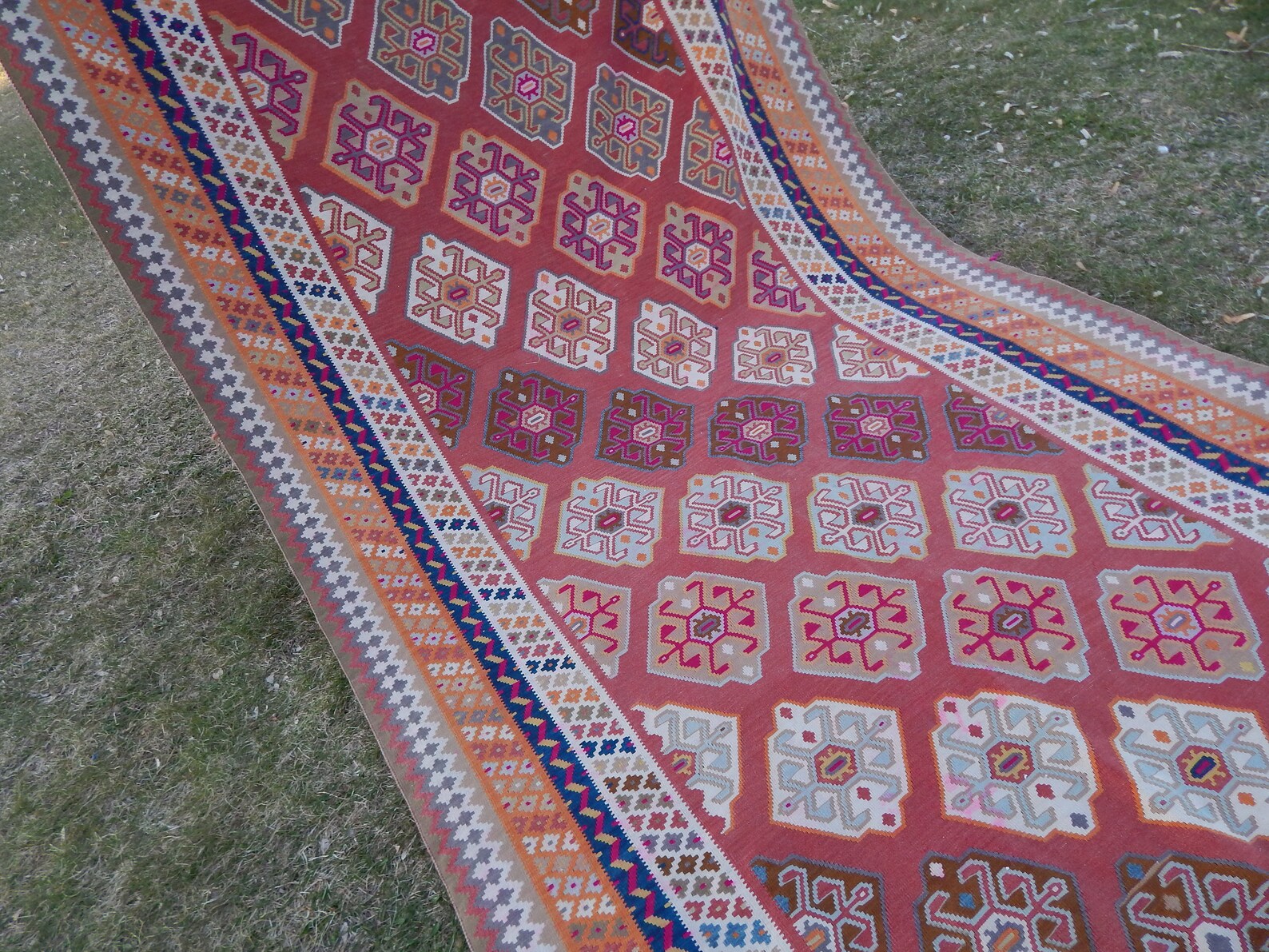 Large Antique Kilim, Vintage Tribal Flatweave Handwoven Wool Kelim ...
