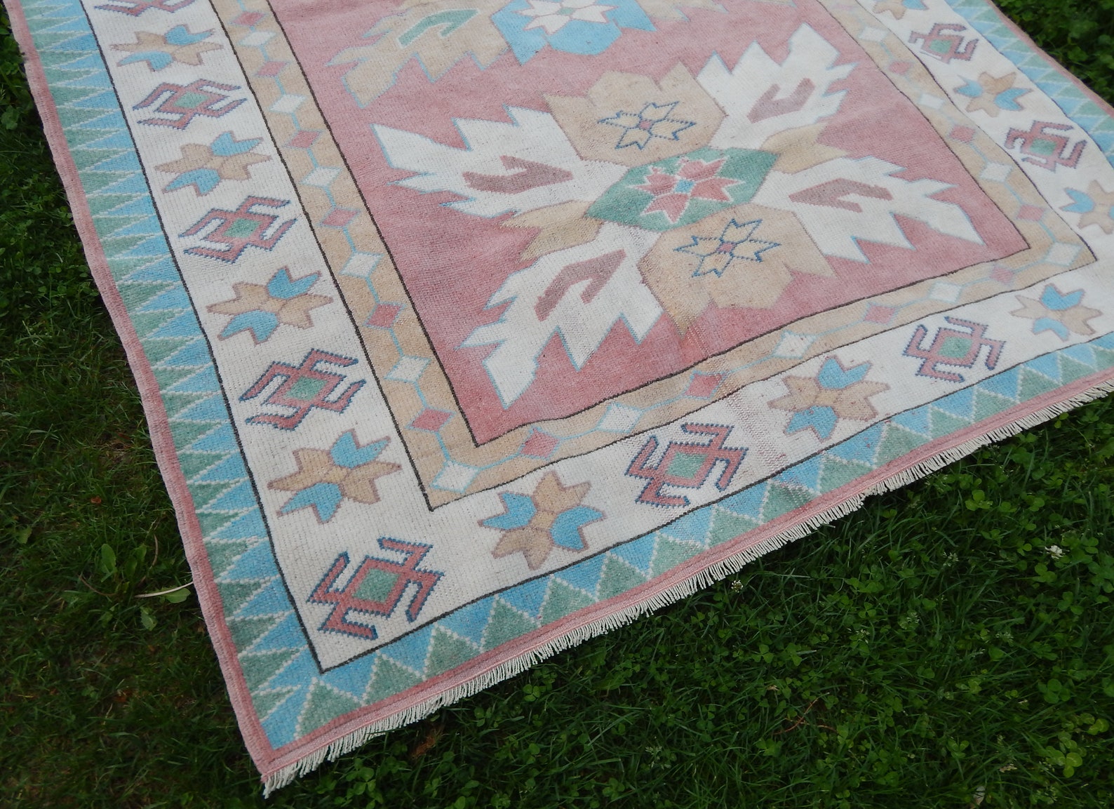 Decorative Turkish Rug, Soft Muted Color Oushak Rug, Living Room Rug ...