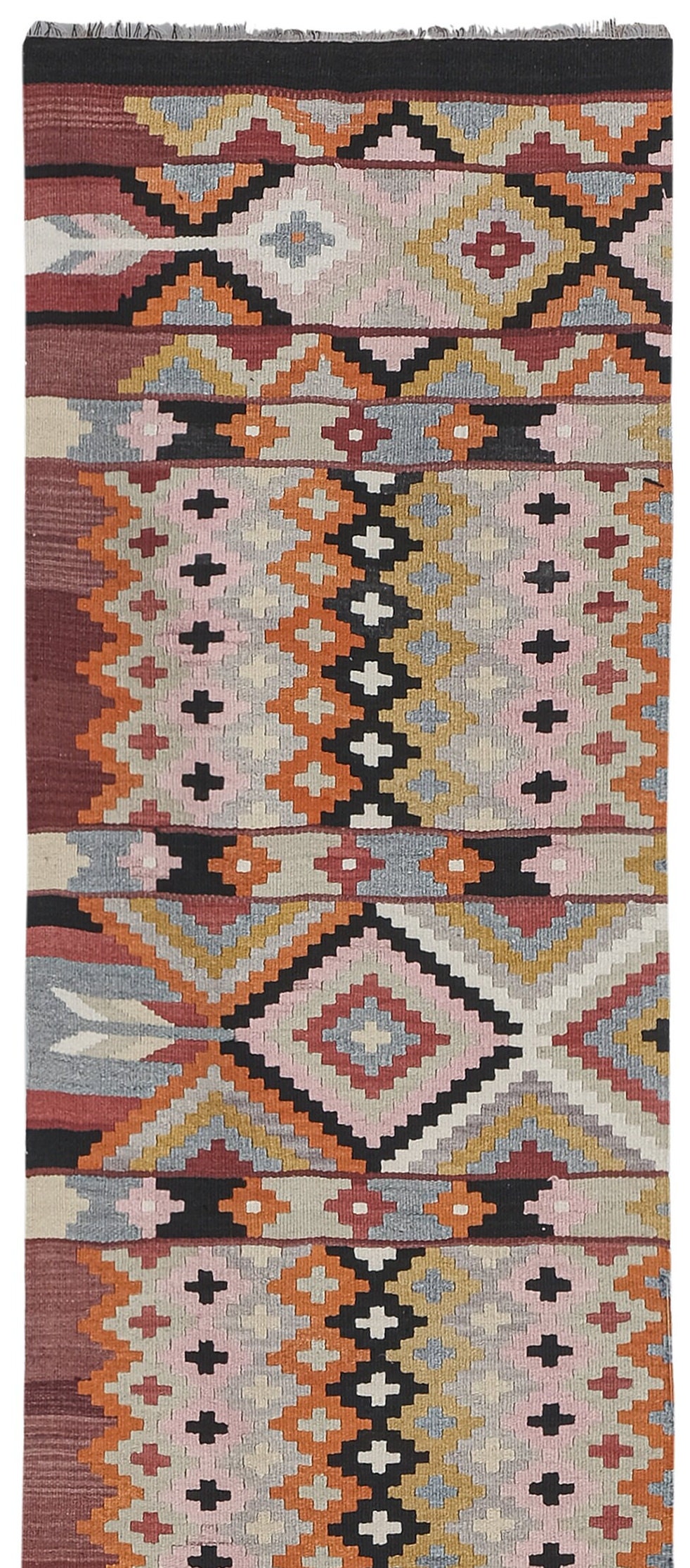 Mid Century Nomadic Wool Anatolian Hall Kilim Runner, Gallery Rug Kelim ...