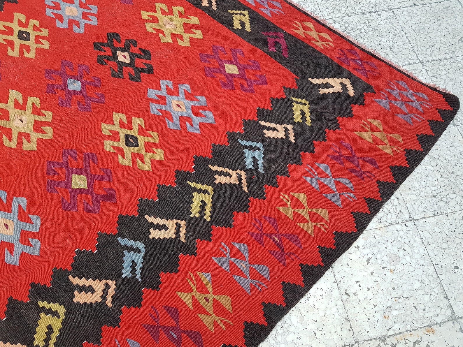 Vintage Turkish Boho Kilim Rugs Colorful Wool Large Floor - Etsy