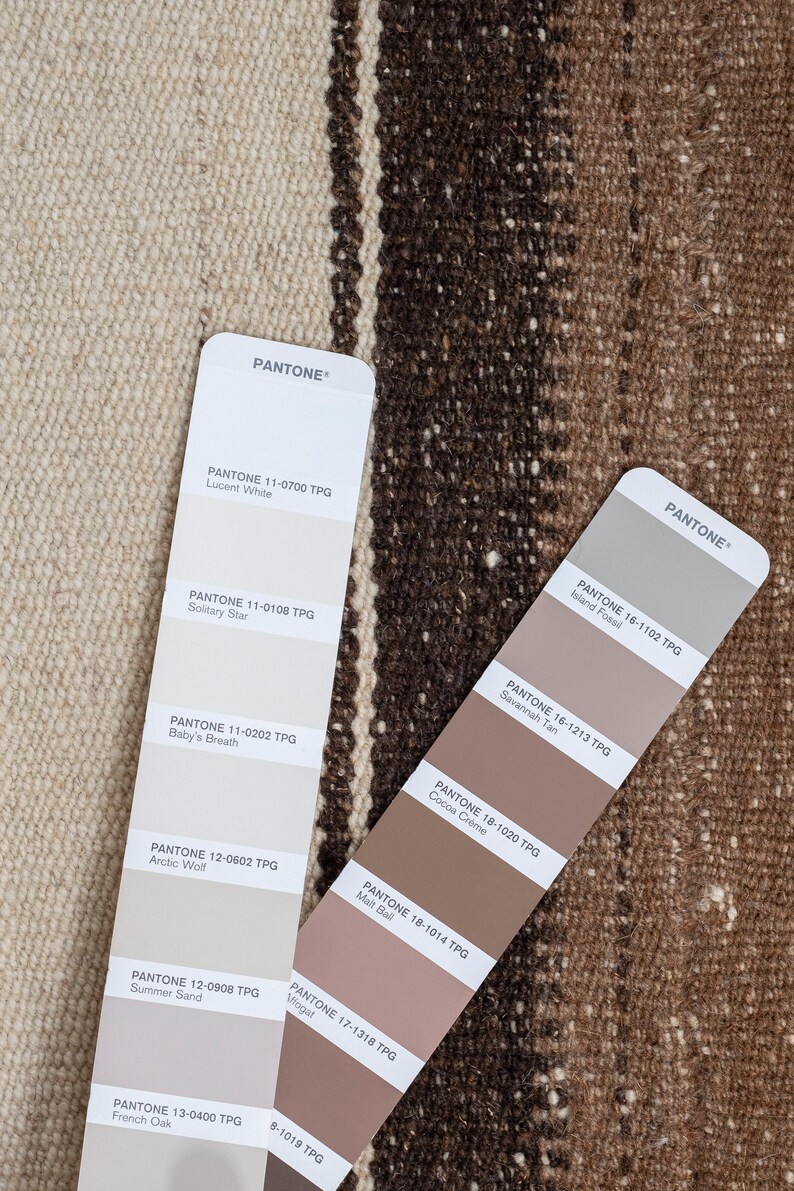 Natural Wool Color Striped Kilim Made of Natural Undyed Wool | Etsy