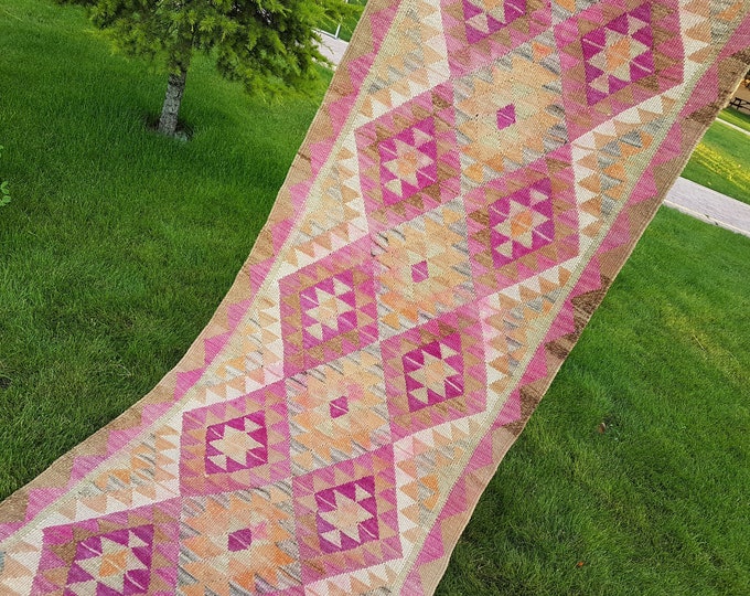 Soft Pink and Fuchsia Color Hallway Kilim RUNNER Rug Vintage - Etsy