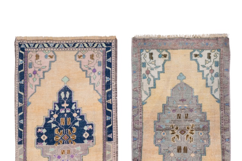 Soft Color Pair of Small Turkish Rugs, Traditional Handwoven Oushak ...