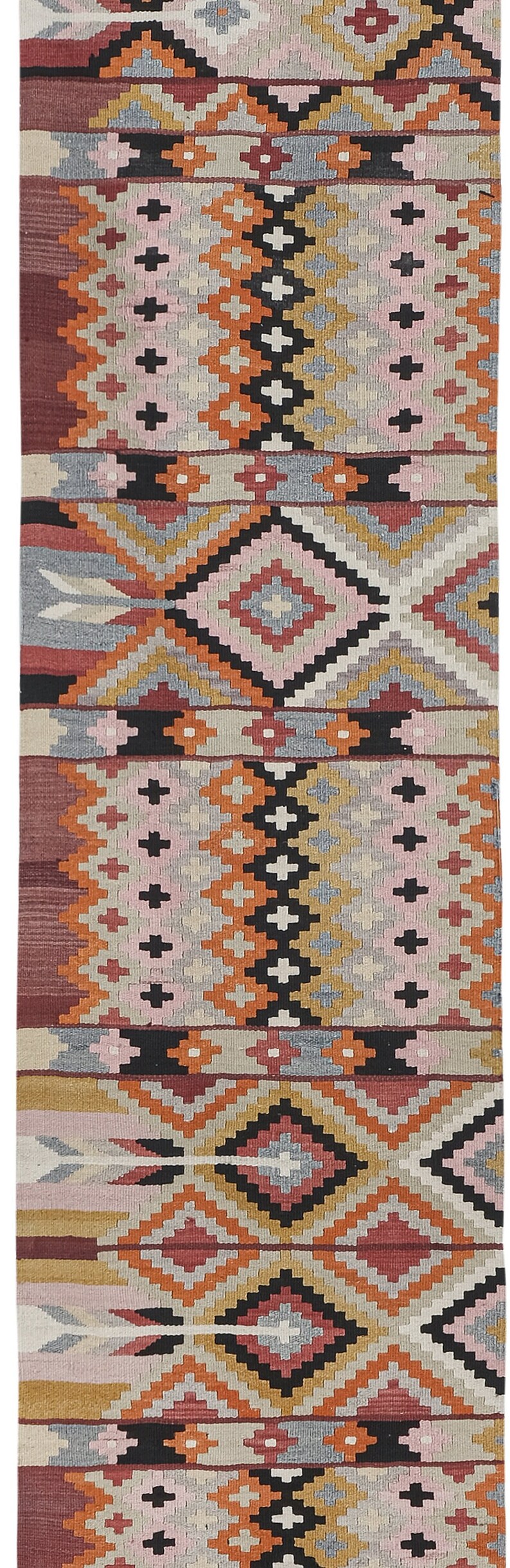 Mid Century Nomadic Wool Anatolian Hall Kilim Runner, Gallery Rug Kelim ...