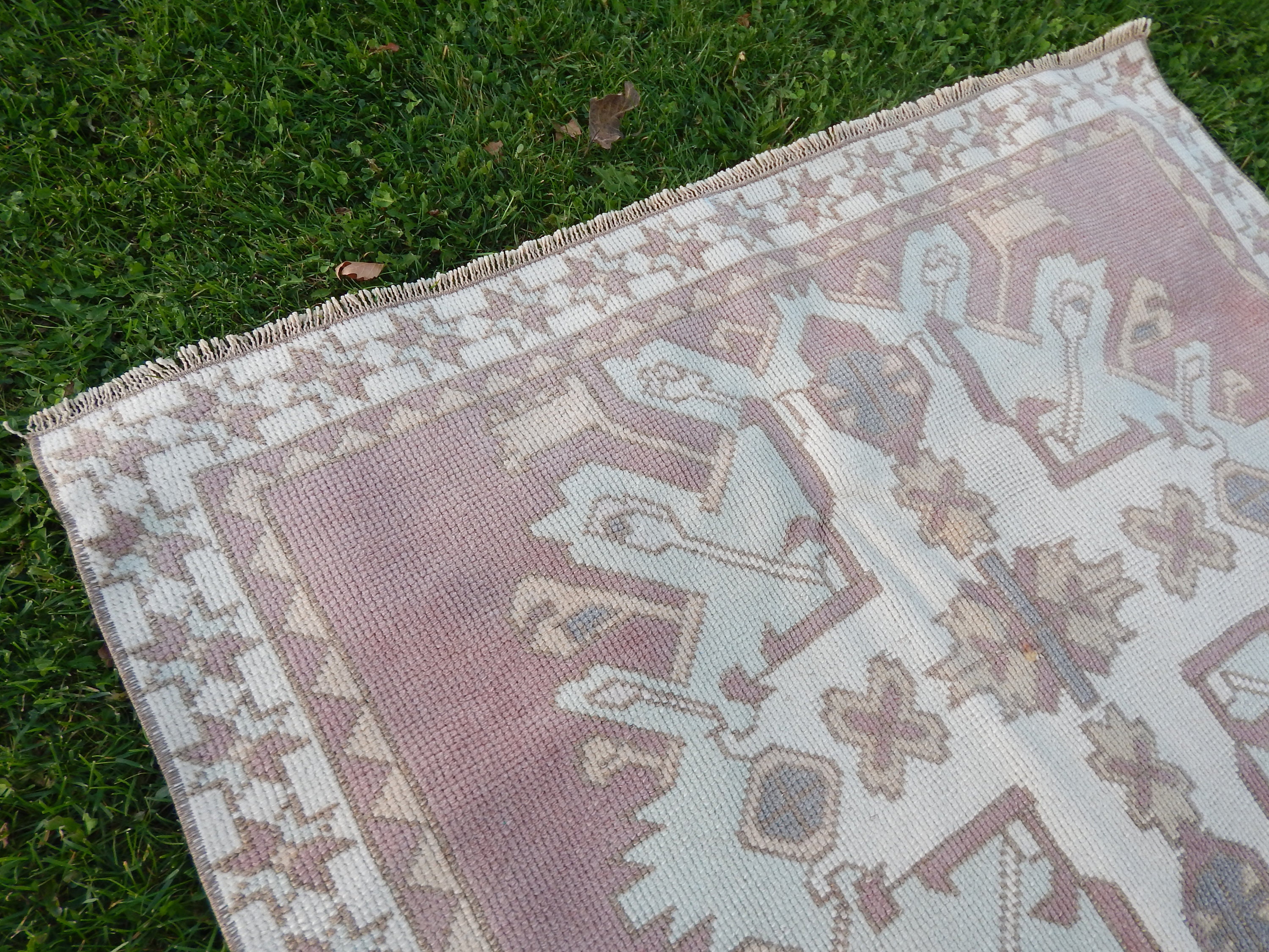 Farmhouse Decor Living Room Rug Vintage Small Pastel Oushak | Etsy