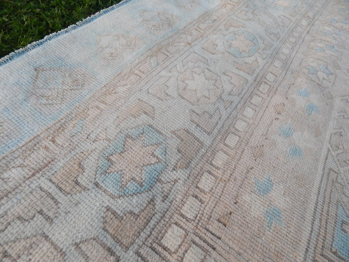 Unique Turkish Rug in Neutral Colours, Geometric Design, Decorative ...