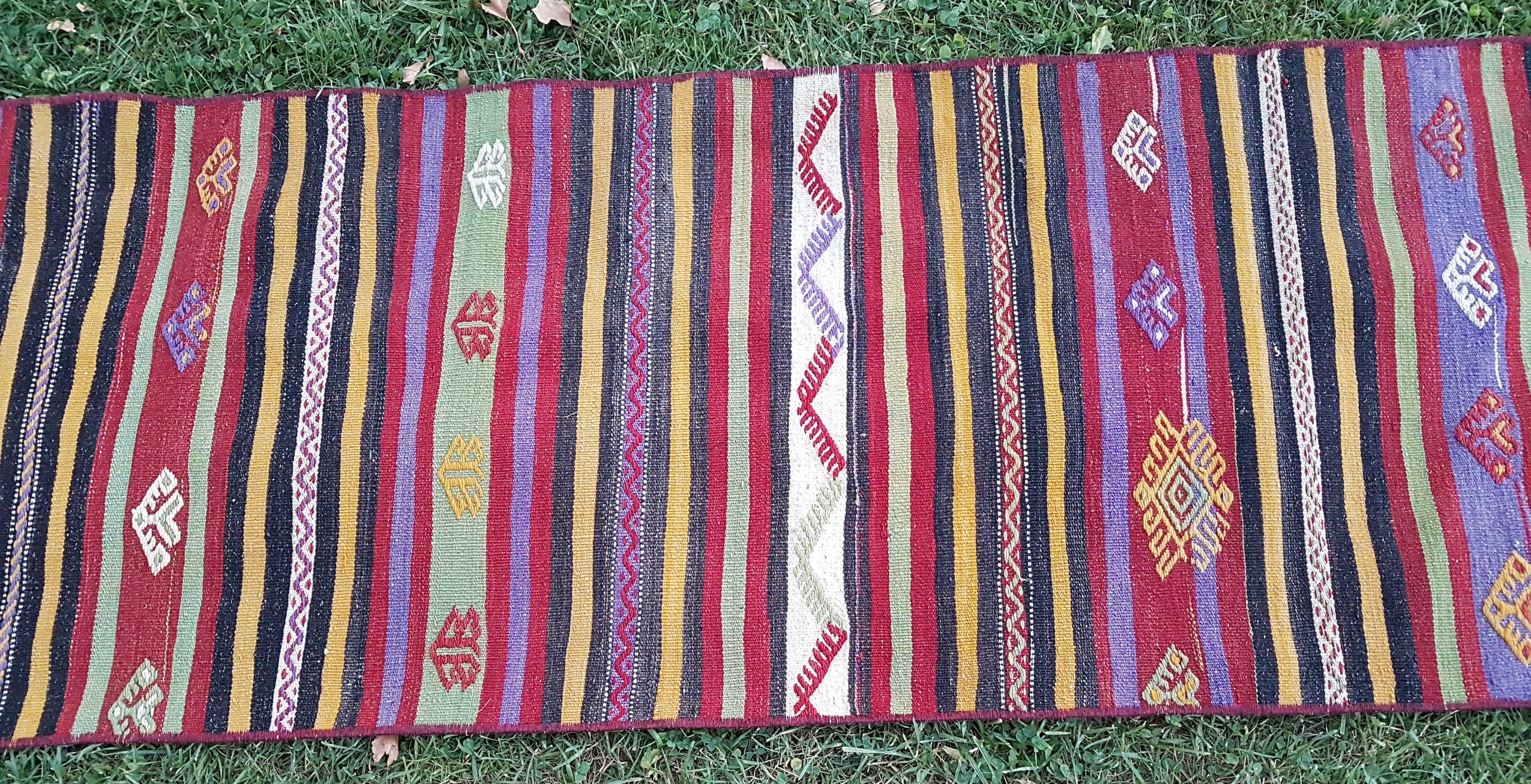Stylish Stair Runner, Red Green & Yellow Colored Corridor Kilim ...