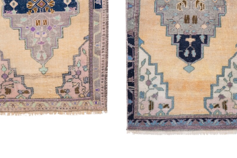 Soft Color Pair of Small Turkish Rugs, Traditional Handwoven Oushak ...
