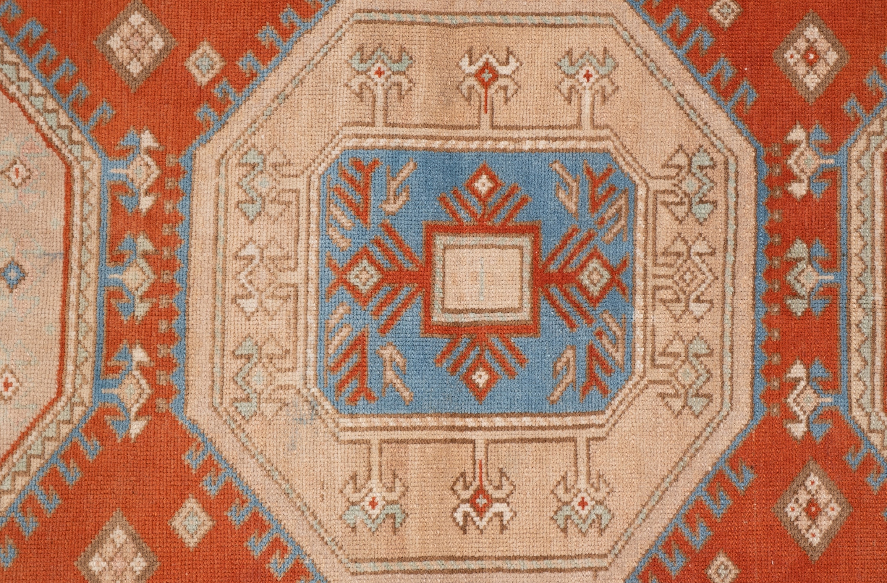 Caucasian Carpet, Decorative Soft Pink and Blue Colors Wool Rug ...