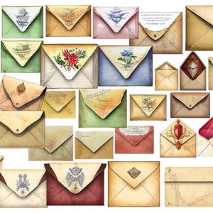 Vintage Envelopes Printable Bundle, Scrapbooking, Printable Stickers ...