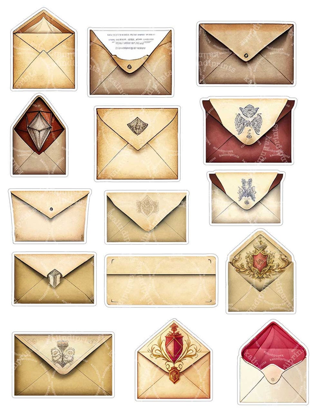 Vintage Envelopes Printable Bundle, Scrapbooking, Printable Stickers ...