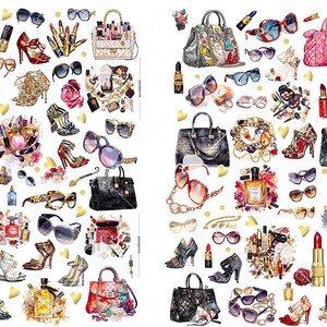 205 Fashion Printable Stickers, COMMERCIAL USE, PNG, Digital Stickers ...