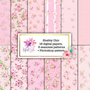 Shabby Chic Seamless Pattern, Digital Papers, Boho Printable, Clipart ...
