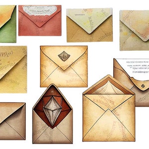 Vintage Envelopes Printable Bundle, Scrapbooking, Printable Stickers ...