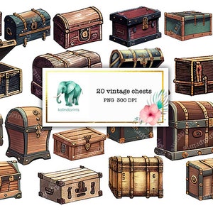 Vintage Chest Printable Bundle, Scrapbooking, Printable Stickers, Junk ...