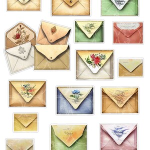 Vintage Envelopes Printable Bundle, Scrapbooking, Printable Stickers ...